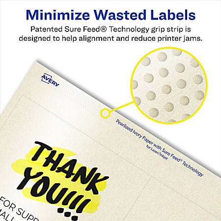 Avery Pearlized Permanent Labels With Sure Feed 94100 PIP50 Square 4 x ...