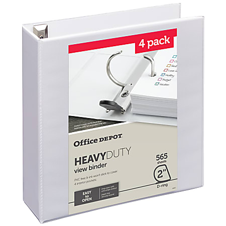 Office Depot Heavy Duty View 3 Ring Binder 2 D Rings White 49percent ...