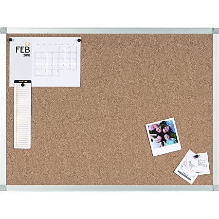 Bi silque Ayda Cork Bulletin Board 24 x 18 Aluminum Frame With Silver ...