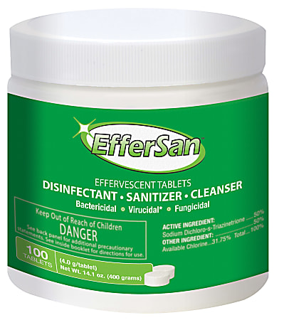 Effersan Disinfectant Tablets 4 Grams Bottle Of 100 Tablets - Office Depot