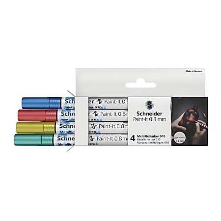 Schneider Paint It 010 Metallic Markers 0.8 mm Fine Tip Assorted Ink ...