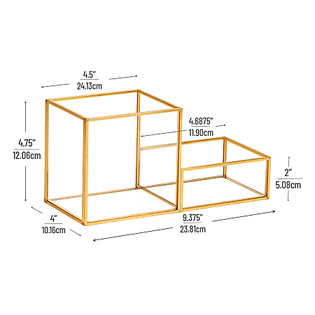 Mind Reader 2 Compartment Glass Catch All Tray with Copper Trim 4 34 H ...