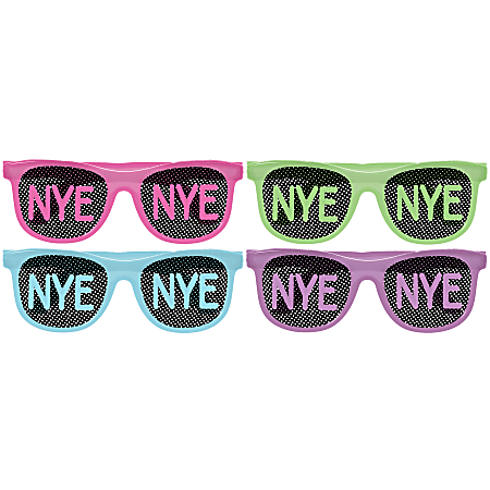 Amscan 251185 New Years NYE Glow In The Dark Novelty Glasses Multicolor ...