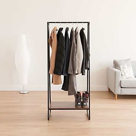 IRIS Metal Garment Rack With Wood Shelf 59 H x 25 316 W x 15 34 D ...