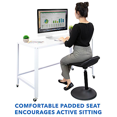 Mount It Ergonomic Foam Sit to Stand Stool With Back Black - Office Depot