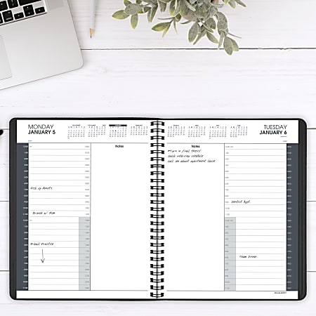 AT A GLANCE 24 Hour 2026 Daily Appointment Book Planner Black Large 8 ...