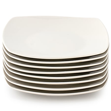 Gibson Home Zen Buffetware 8 Piece Stoneware Dessert Plate Set 7 White ...