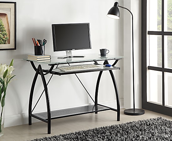 Office Star Newport 40 W Computer Desk ClearBlack - Office Depot