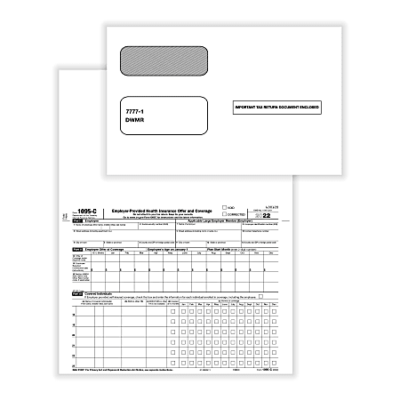 ComplyRight 1095 C Tax Forms Set Employer Provided Health Insurance ...