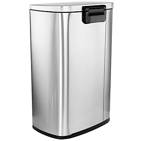 Elama 13 Gallon Rectangular Stainless Steel Step Trash Bin With Slow ...