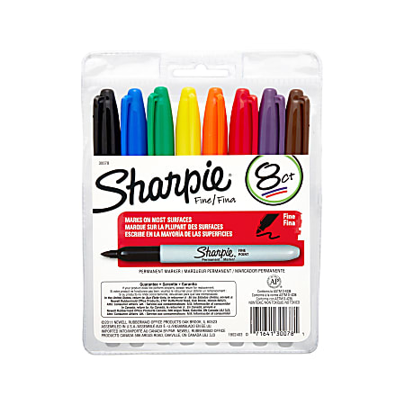 Sharpie Permanent Fine Point Markers Assorted Colors Pack Of 8 Markers ...
