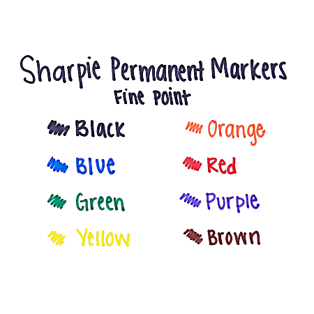 Sharpie Permanent Fine Point Markers Assorted Colors Pack Of 8 Markers ...