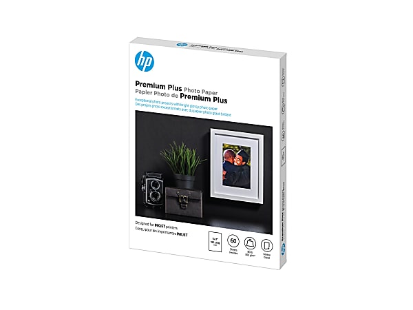 HP Premium Plus Photo Paper for Inkjet Printers Glossy 5 x 7 80 Lb ...