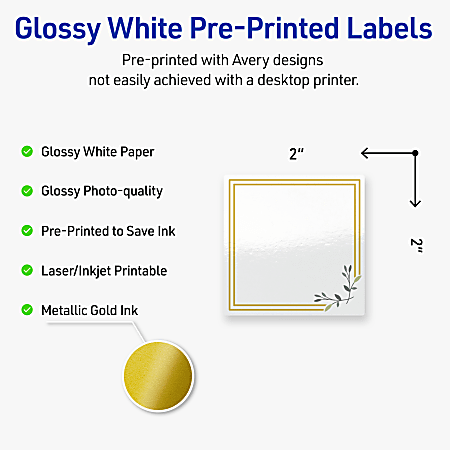Avery Print To The Edge Labels Sure Feed S00 DMS PRWGP10 2 x 2 Glossy ...