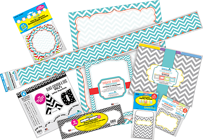 Barker Creek Chevron Designer Classroom Bulletin Board Set Beautiful ...