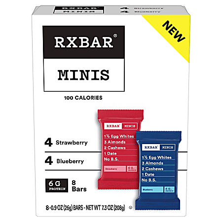 RXBAR MINIS Strawberry Blueberry Bars 0.9 Oz 8 Bars Per Box Pack Of 2 ...