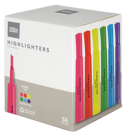 Office Depot Brand Chisel Tip Highlighter 100percent Recycled Plastic ...