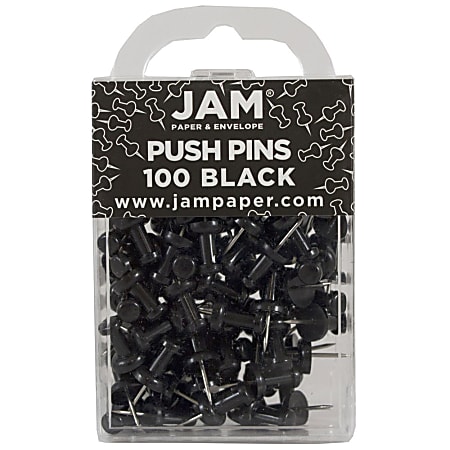 JAM Paper Pushpins 12 Black Pack Of 100 Pushpins - Office Depot