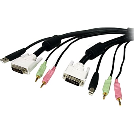 StarTech.com 15 ft 4 in 1 USB DVI KVM Switch Cable w Audio Microphone ...