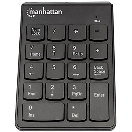 Manhattan 18 Key Numeric Wireless Keypad Black 178846 - Office Depot