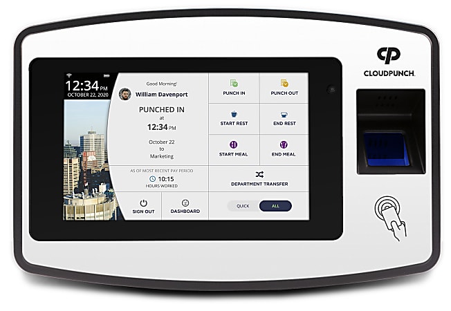 Acroprint CloudPunch Touch Tablet Time Clock 150 Employees 6 916 H x 11 ...