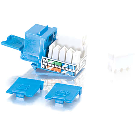 C2G 90 Cat5E RJ45 UTP Keystone Jack Blue RJ 45 - Office Depot