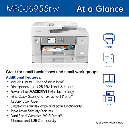 Brother MFC J6955DW Wireless All In One Color Inkjet Printer - Office Depot