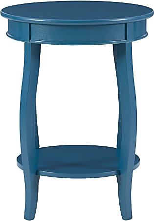 Powell Nora Round Side Table With Shelf 24 H x 18 Dia. Teal - Office Depot
