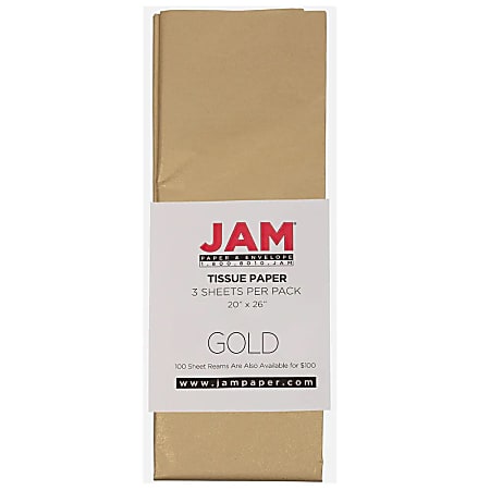 JAM Paper Tissue Paper 26 H x 20 W x 18 D Gold Pack Of 10 Sheets ...