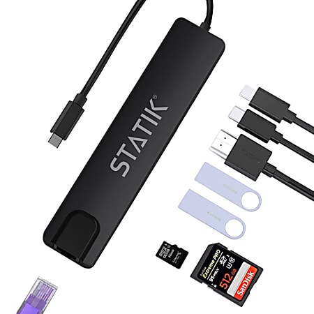 STATIK UltraHub 7 in 1 USB Hub Black PUP 0150 - Office Depot