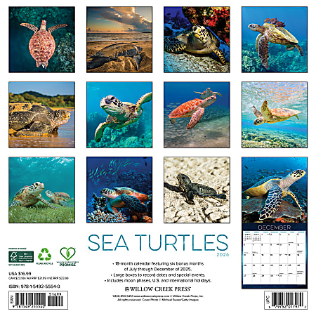 2026 Willow Creek Press Animals Monthly Wall Calendar 12 x 12 Sea ...