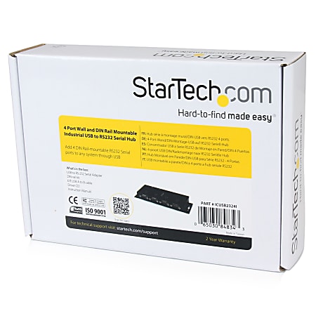 StarTech.com USB to Serial Adapter Hub 4 Port Industrial Wall Mount Din ...