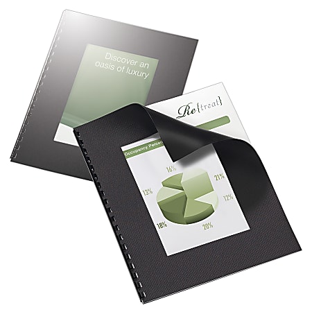 Office Depot Brand Designer Textured Binding Covers 8 12 x 11 Black ...