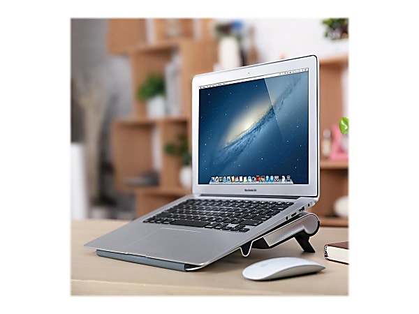 OTM Essentials Small Laptop Riser Stand 1 11 16 H x 9 7 8 W x 9 7 8 D Silver