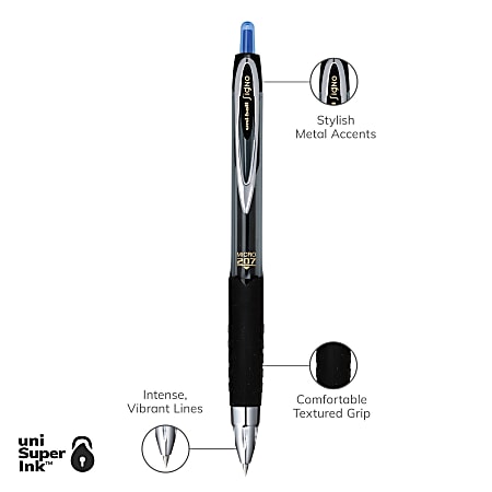uni ball 207 Retractable Fraud Prevention Gel Pens Micro Point 0.5 mm ...
