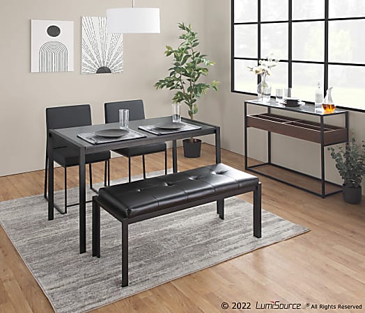 LumiSource Fuji Contemporary Faux Leather Bench Black - Office Depot