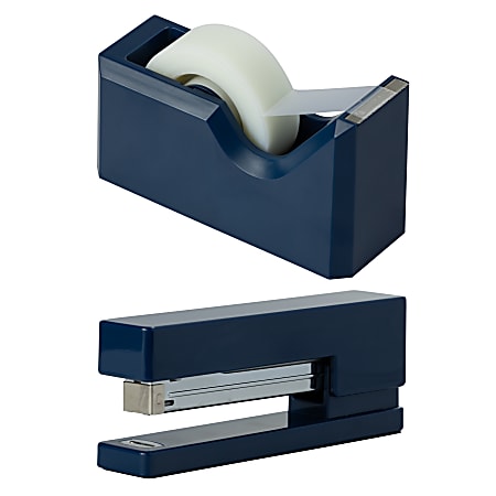 JAM Paper 2 Piece Office And Desk Set 1 Stapler 1 Tape Dispenser Navy ...