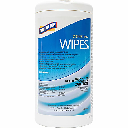Genuine Joe Disinfecting Wipes Ready To Use Fresh Citrus Scent 8 x 7 ...