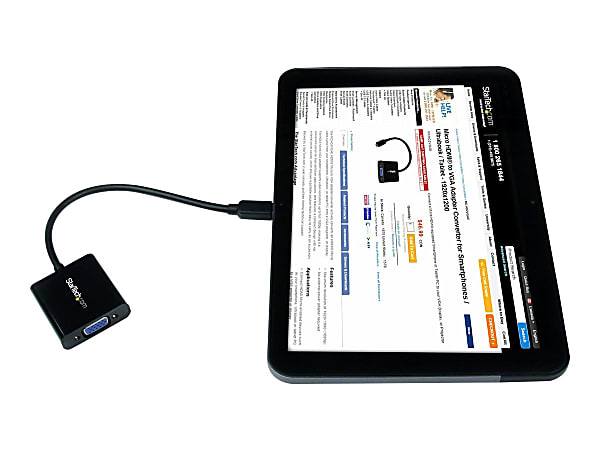StarTech Micro HDMI to VGA Adapter Converter for Smartphones Ultrabook Tablet 1920x1080 Micro HDMI Male to VGA Female MCHD2VGAE2 Video converter HDMI VGA black Office Depot