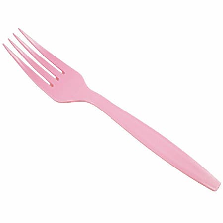 JAM PAPER Big Party Pack of Premium Plastic Forks Pink 100 Disposable ...