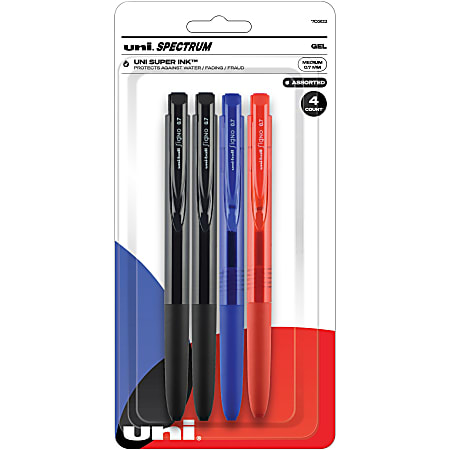 Uni Ball Spectrum Gel Pens Pack Of 4 Medium Point 0.7 mm Assorted ...