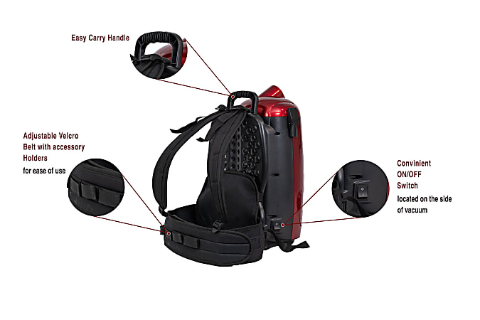 Atrix Jet Red HEPA Canister Backpack Vacuum - Office Depot
