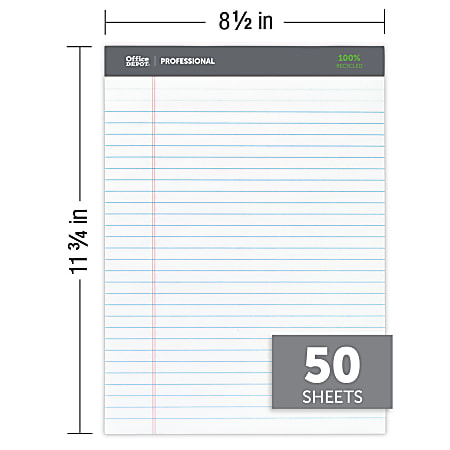 Office Depot Brand Professional Writing Pads 8 12 x 11 34 LegalWide ...