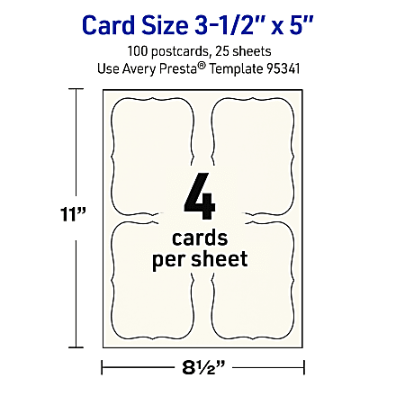 Avery Printable Postcards 3 12 x 5 Rectangle Flourished Edge Matte ...