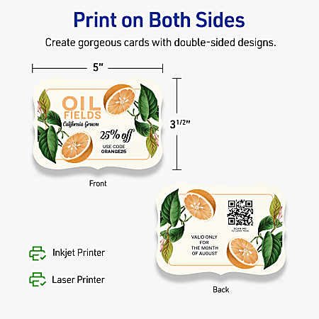 Avery Printable Postcards 3 12 x 5 Rectangle Flourished Edge Matte ...