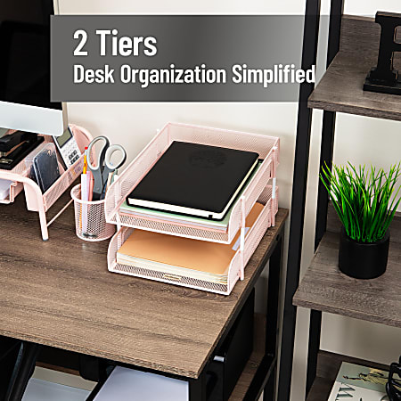 Mind Reader 2 Tier Metal Stackable Paper Tray 7 12 H x 10 12 W x 13 14 ...