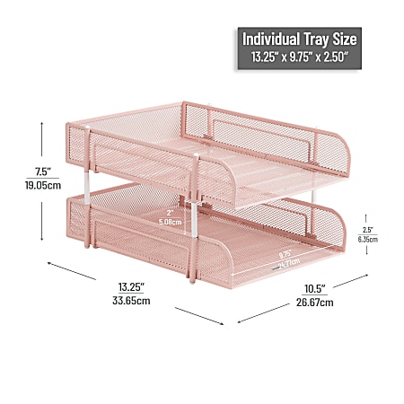 Mind Reader 2 Tier Metal Stackable Paper Tray 7 12 H x 10 12 W x 13 14 ...