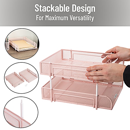 Mind Reader 2 Tier Metal Stackable Paper Tray 7 12 H x 10 12 W x 13 14 ...