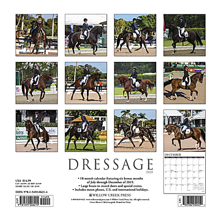 Willow Creek Press Animals Monthly Wall Calendar 12 x 12 Dressage ...