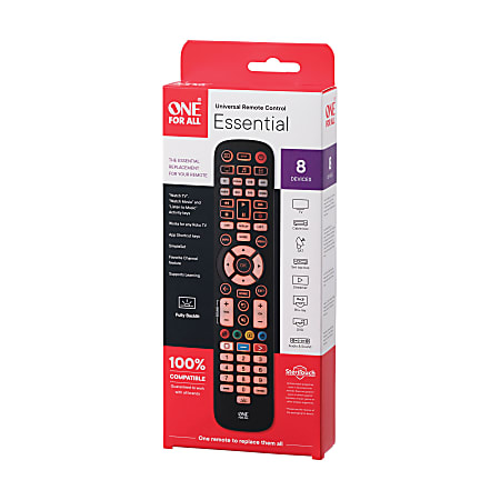 One For All Essential 8 Device Antimicrobial Backlit Universal Remote ...